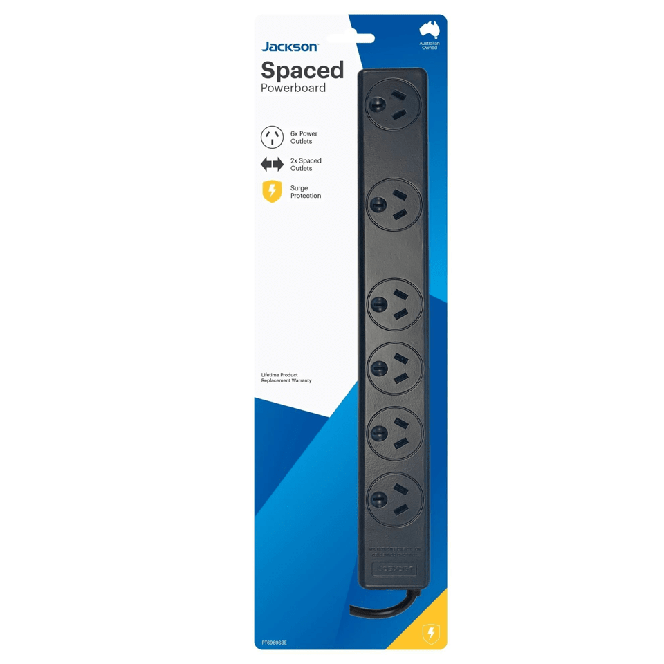 6-Way Power Board With Surge & Overload Protection. 1m - Tonezone